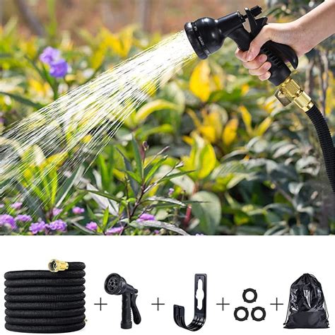 Expandable Water Hose 50ft Flexible Garden Hose With 8 Function Nozzle Kink Free Lightweight