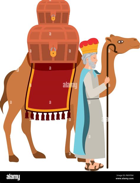 Wise Man With Camel Manger Character Stock Vector Image And Art Alamy