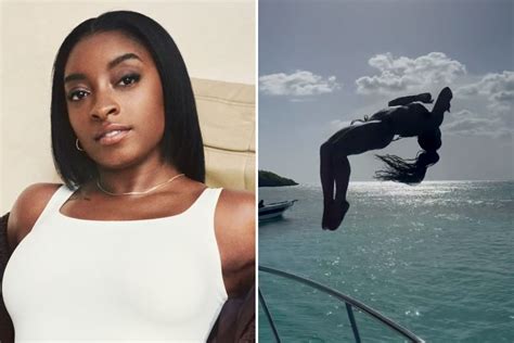 Simone Biles Puts Gymnastics On Hold Hits The Water In A Micro Bikini