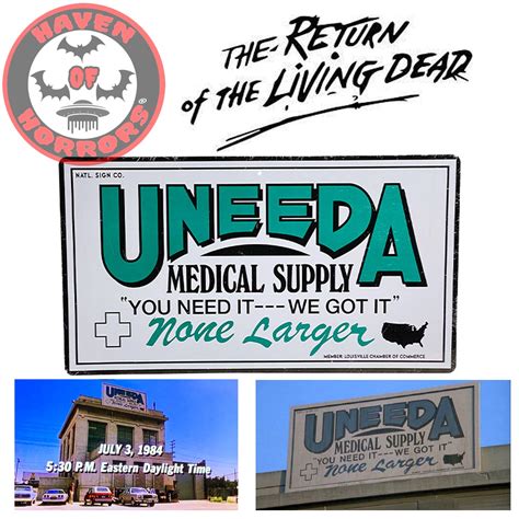 The Return Of The Living Dead Uneeda Medical Supply Metal Sign Haven Of Horrors