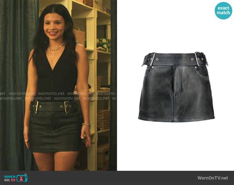 Wornontv Jackies Black Vest And Leather Mini Skirt On My Life With