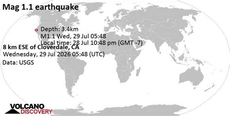 Latest Earthquakes In Or Near Cloverdale California Usa Today And Recently