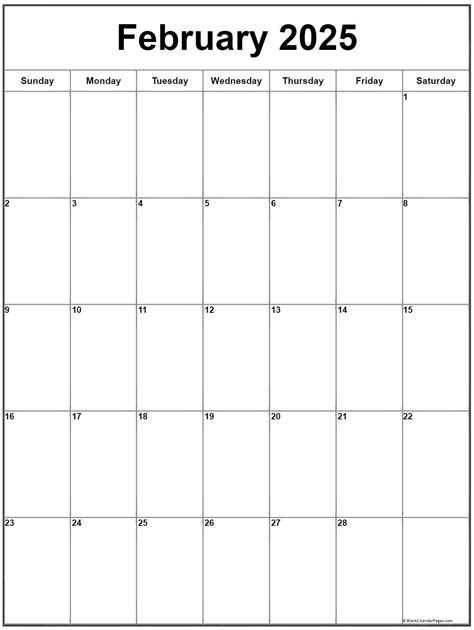 Blank 2025 Calendar February 2025 T Molly Jones
