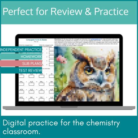 Chemistry Conjugate Acids And Bases Pixel Art Activity Self Checking Sheet