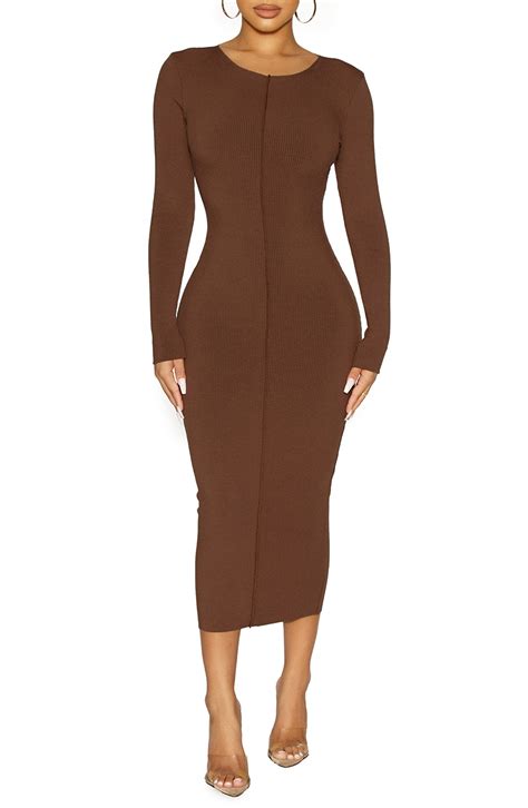 Naked Wardrobe Snatched Me In Long Sleeve Body Con Dress Women