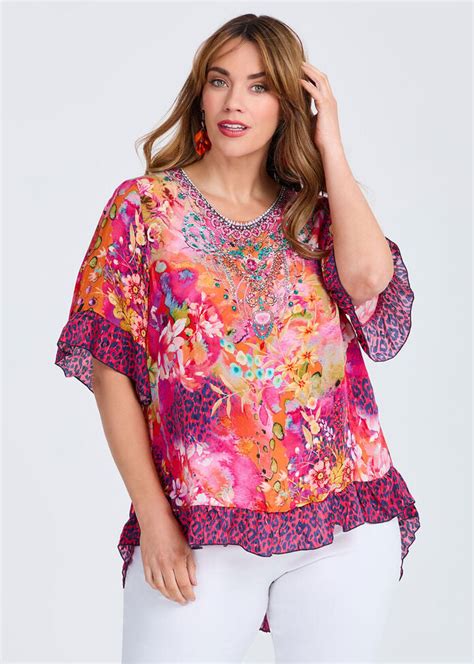 Shop Plus Size Salsa Ruffle Natural Top Orange Taking Shape Au