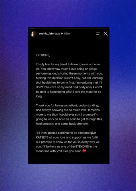 Katseyes Sophia Laforteza Announces Temporary Break