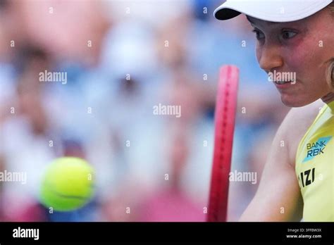 Elena Rybakina Of Kazakhstan Returns The Ball To Naomi Osaka Of
