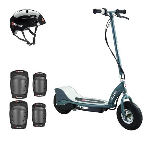 Razor E300 Electric 24v Motorized Scooter Grey Whelmet Elbow And
