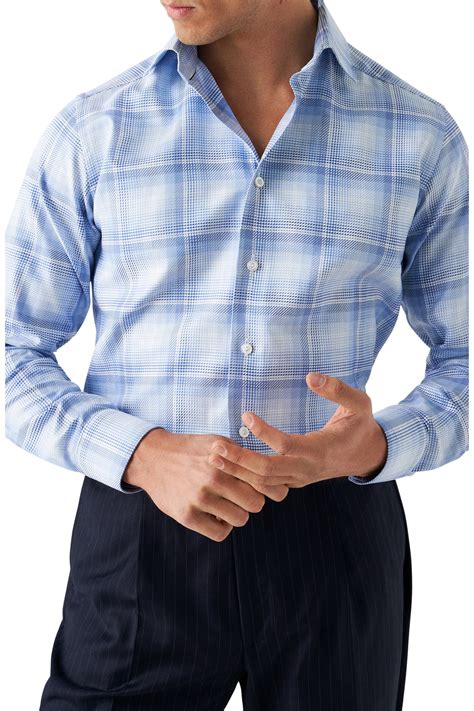 Eton Slim Fit Check Luxe Twill Dress Shirt Men Nordstromrack