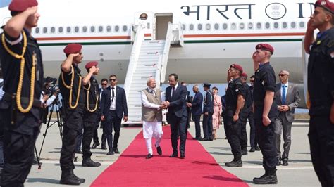 Pm Narendra Modi Lands In Cyprus On His Historic Visit Received By President Fm At Airport