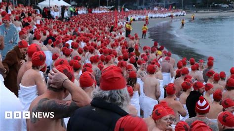Thousands Of Naked Swimmers Mark Australias Winter Solstice Bbc News