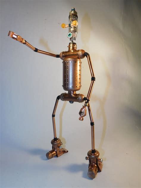 Steampunk Robot Sculpture Bendable Figure Vacuum Tube Geek T Retro