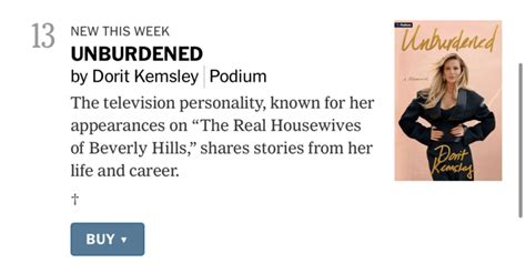 Dorit Kemsleys Unburdened Is A Nyt Best Seller But Was Labeled