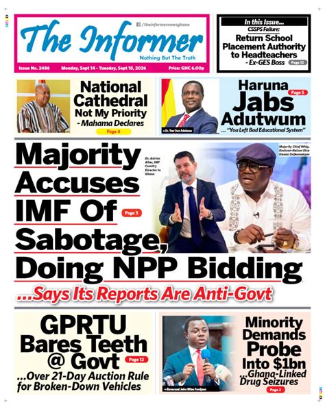 Newspaper Frontpages Monday 14th September 2026 The Custodian