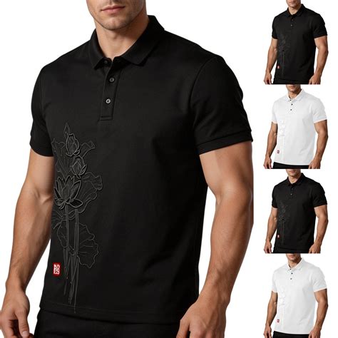 Athletic Shirts Dqueduo Mens Casual Versatile Embroidery T Shirt Mens
