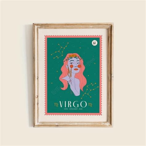Virgo Zodiac Star Sign Wall Art Print Celestial Astrology Home Decor