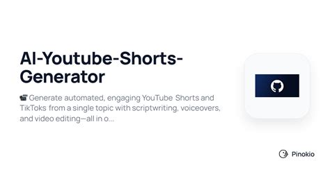 Ai Youtube Shorts Generator On Pinokio