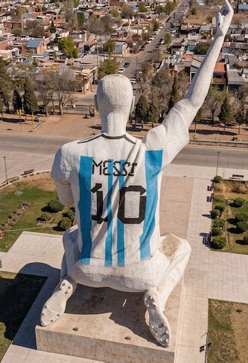 Giant Messi Statue Unveiled With Suggestively Positioned World Cup