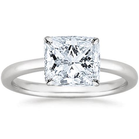 18k White Gold 25 Carat Lab Grown Solitaire Princess Cut Hidden Halo