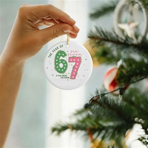 2d Acrylic 67 Christmas Ornament Set Festive Number 67 Holiday Hanging Decor With Santa Hat
