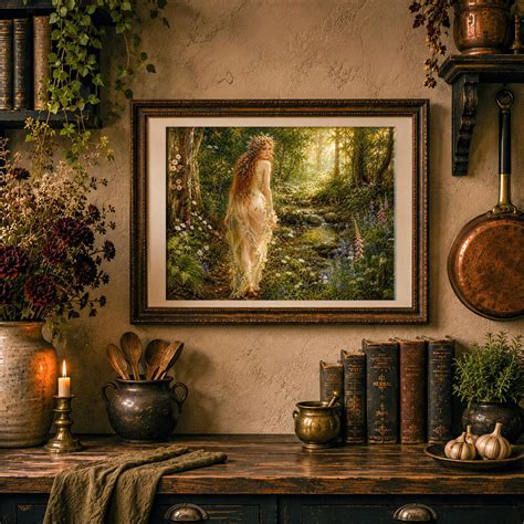 Tree Nymph Wall Art Nude Dryad Artwork Ethereal Fantasy Print