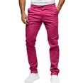 Agkizg Solid Color Mens Casual Pants European Style Slim Regular Soft