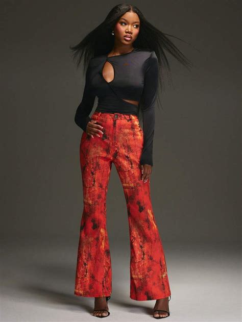 Nya Szn Red And Black Flare Pant For Womensummer Punk Concert Outfits