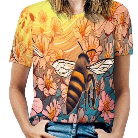 Bees Collect Honey Womens Short Sleeve Tops Casual Blouses T Shirt