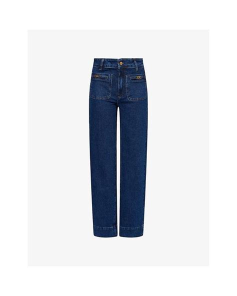 Paige Sasha Straight Leg Denim Jeans In Blue Lyst Uk