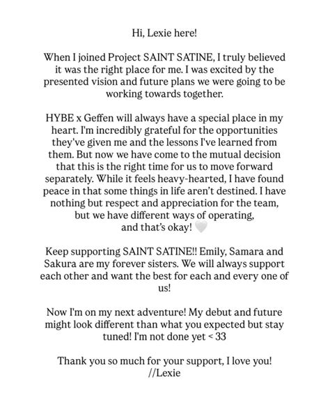 Manila Bulletin Lexie Exits Hybe And Geffens New Girl Group Saint