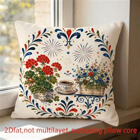 2d Printed Double Sided Pillowcase Retro Style Colorful Geranium And