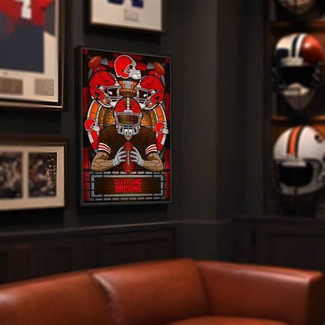 Sporticulture Cleveland Browns Framed Stained Glass Art Print Brown