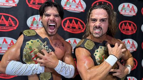 Los Garza Angel Garza And Berto Win The Aaa Tag Team Championships At Triplemania Regia