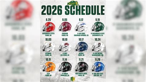 Ndsu Announces 2026 Football Schedule Wday Radio Am 970 And Fm 931