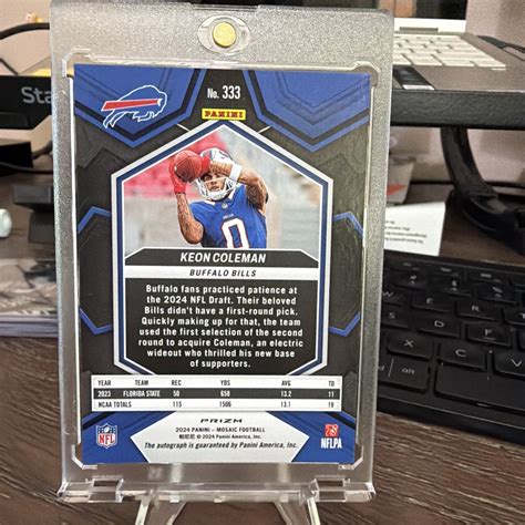 2024 Panini Mosaic Rookies Keon Coleman 333 Mosaic Prizm Autographs