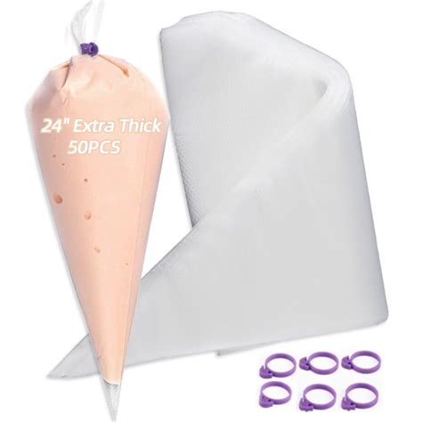 24 Inch Thick Disposable Piping Bags 50 Pack Non Slip Textured Surface