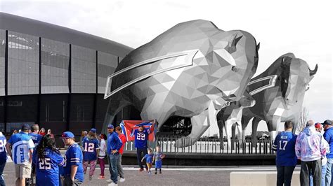 Buffalo Bills Finish Installing Giant Bison Statues At Highmark Stadium