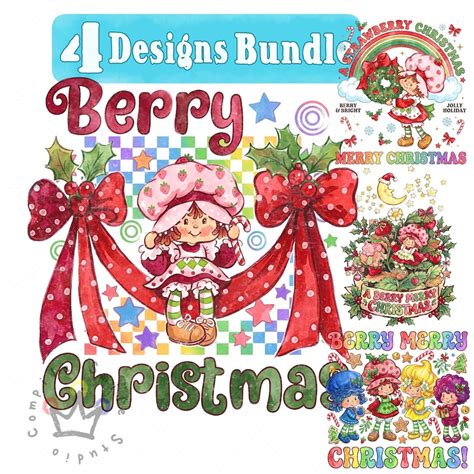 Christmas Strawberry Girl Png Bundle Watercolor Berry Sweet Girl