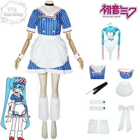 Hatsune Miku Cosplay Costume For Girl Mesmerizer Miku Uniform Blue Maid