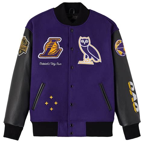 Los Angeles Lakers Ovo X Nba Full Snap Varsity Jacket Purple