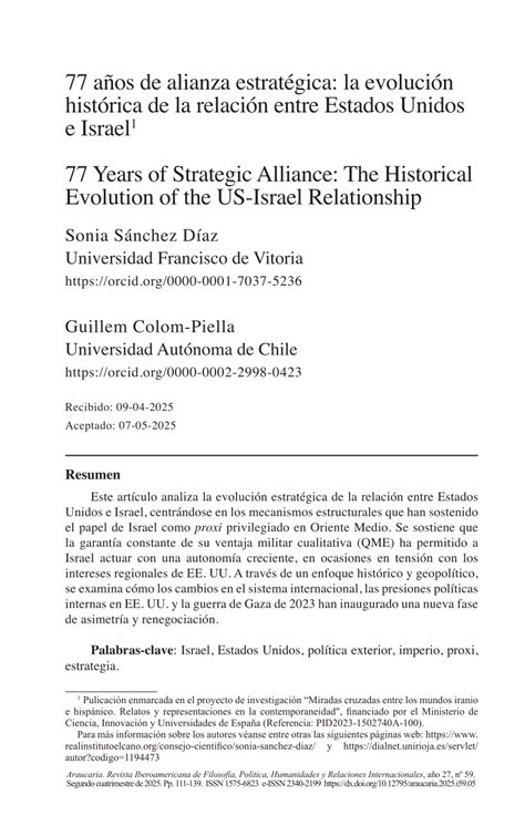 Pdf 77 Años De Alianza Estratégica La Evolución Histórica De La Relación Entre Estados Unidos