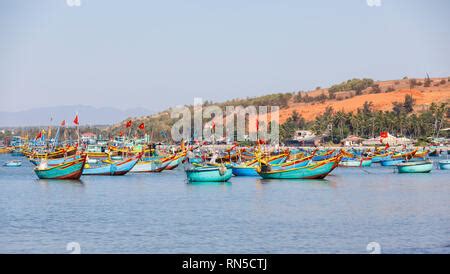 MUI NE VIETNAM FEBRUARY 22 2018 Fishing Harbor Full Of Boats In A