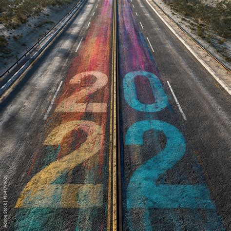 Highway Marking With 2026 And 2026 Year Progression の Stock フォト Adobe Stock