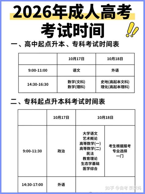 官宣：2026年成人高考考试时间 知乎