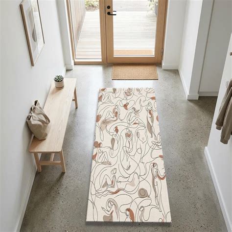 Minimalist Line Art Women Hallway Runner Rug Abstract Aesthetic Nude