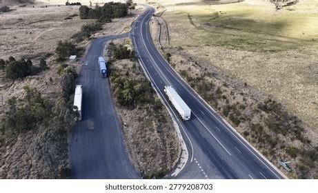 99044 Semi Truck Australian Bushland Aerial View Royalty Free Images