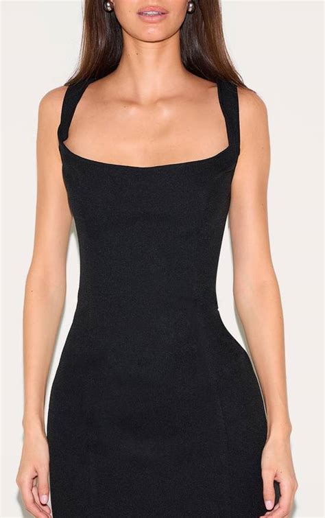 Black Dopasowana Sukienka Bodycon Z Kwadratowym Dekoltem Plt Pl