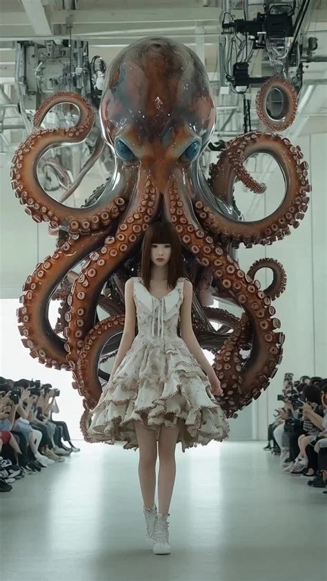 Japanese Girl And Octopus Artwork By Hailuoai Tiktok