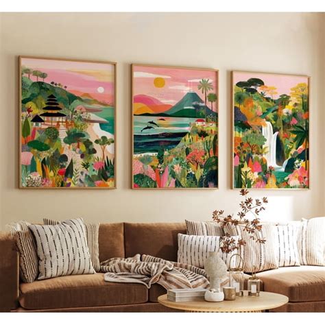 Bali Indonesia Poster Vintage Inspired Tropical Landscape Wall Art